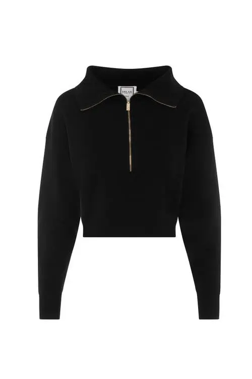 MILAN ITALY Cropped Dolman Zip Sweater