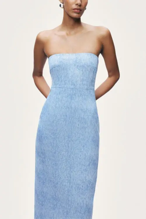 NOCTURNE Stone-detail Strapless Midi Dress