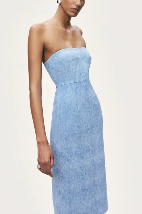 NOCTURNE Stone-detail Strapless Midi Dress