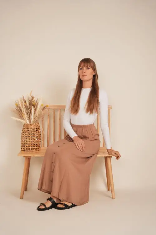 MAXMRKT Maxi Gauze Button Skirt