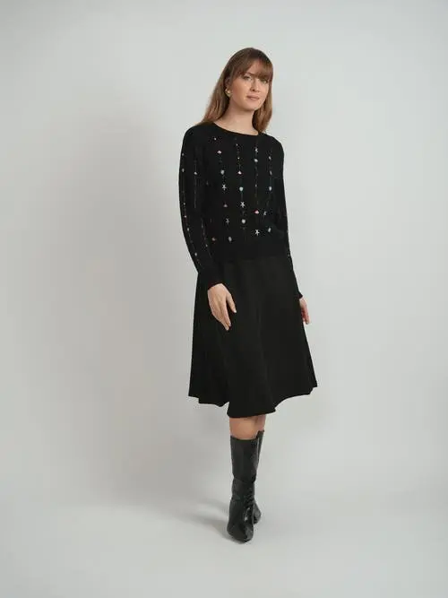 DICIANNOVE Embroidered Cable Knit Sweater