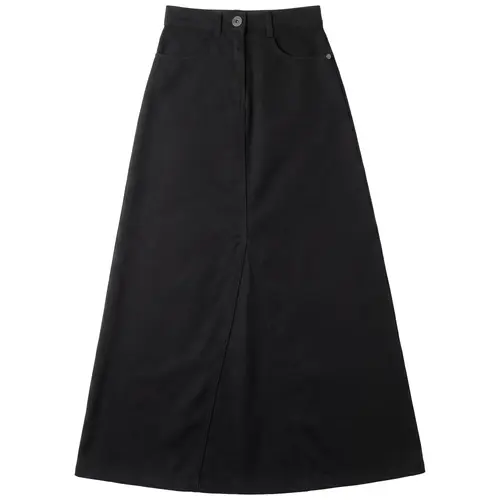 FAVES Mineral Wash Maxi Skirt With Godet Panels - Black