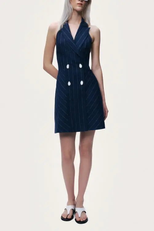 NOCTURNE Double-breasted Halter Neck Mini Dress