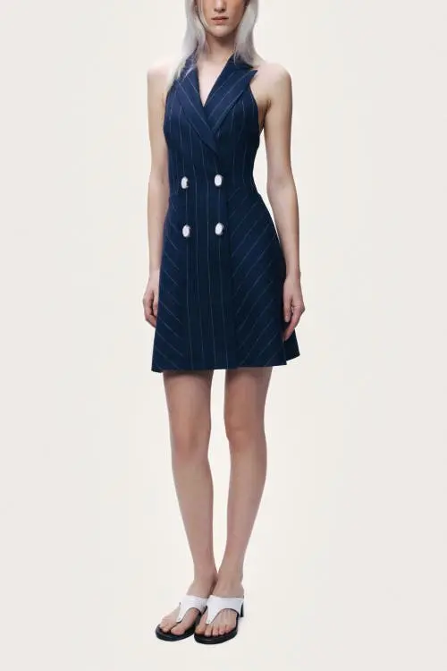 NOCTURNE Double-breasted Halter Neck Mini Dress