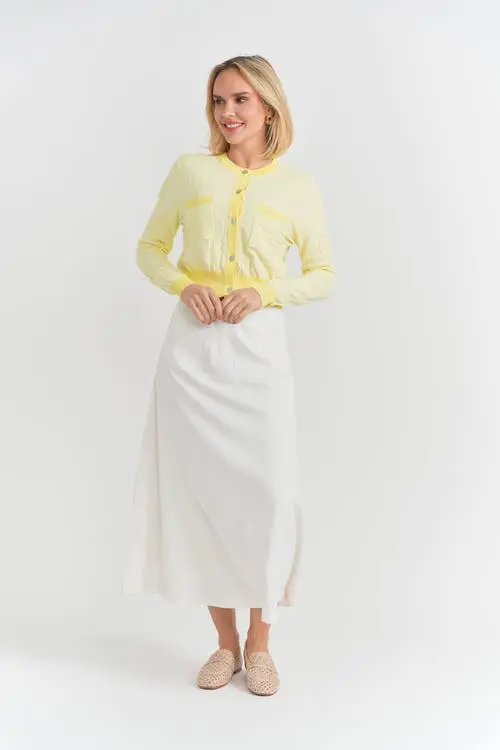 ASPECT Flare Side Pocket Zip Front Midi Skirt