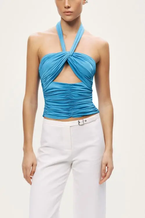 NOCTURNE Cut-out Draped Blouse