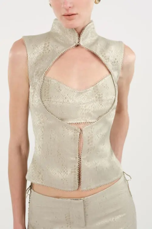 NOCTURNE Braid-trim Bustier Top