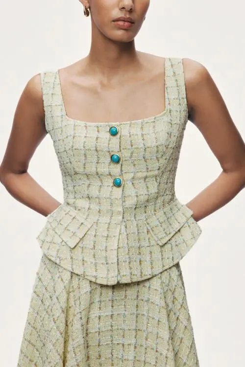 NOCTURNE Button Accessory Tweed Bustier