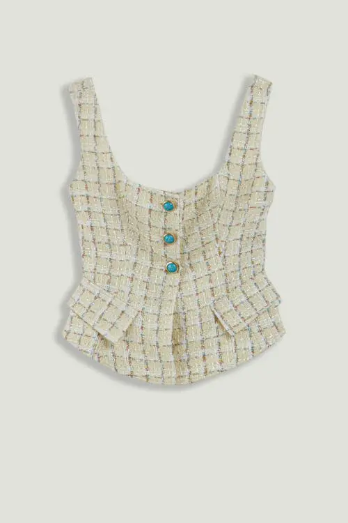 NOCTURNE Button Accessory Tweed Bustier