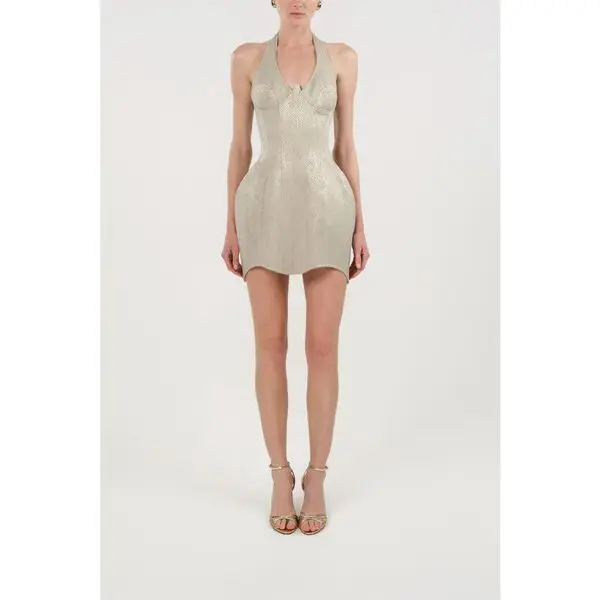NOCTURNE Snake-print Boned Mini Corset Dress