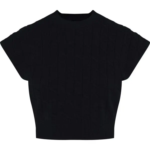 BUHU Cable Knit Soft Stretch Vest - Black