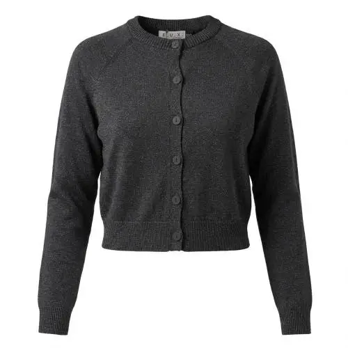 E.U.X. EXCLUSIVE Shimmer Knit Raglan Sleeve Cropped Cardigan - Black