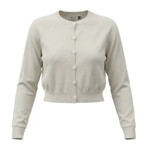 E.U.X. EXCLUSIVE Shimmer Knit Cropped Cardigan - Cream