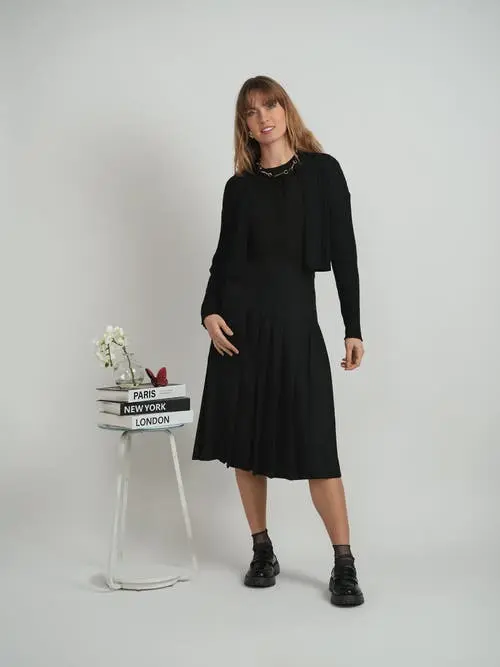MIUMAX Cropped Tie Front Open Knit Cardigan