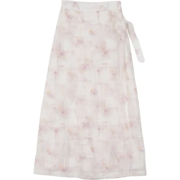 ASPECT Embroidered Side Tie A-line Skirt - Pink