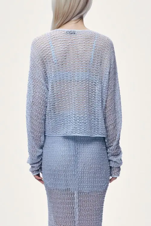 NOCTURNE Wrap Mesh Blouse - Blue