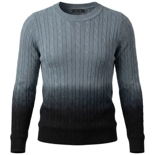 DICIANNOVE Ombre Cable Knit Long Sleeve Sweater Top - Black