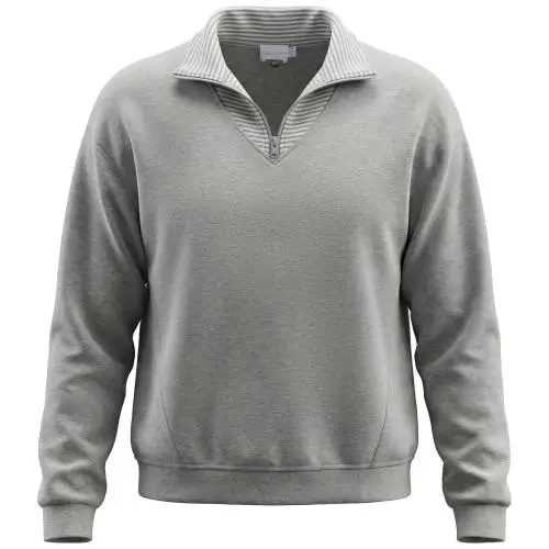 NONI DAILY Striped Collar Half-zip Cotton Spandex Sweater - Grey Mix