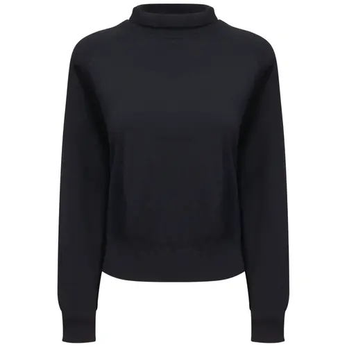 VIVID Raglan Mock Neck Viscose Nylon Knit Sweater - Black