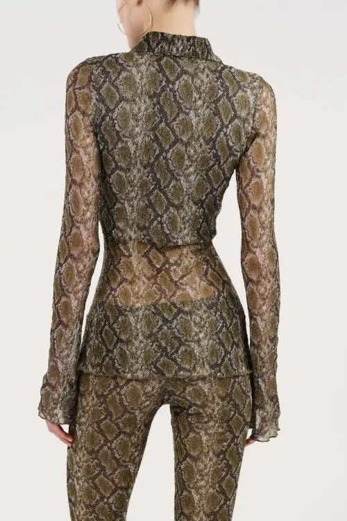 NOCTURNE Snake Print Long Sleeve Shirt