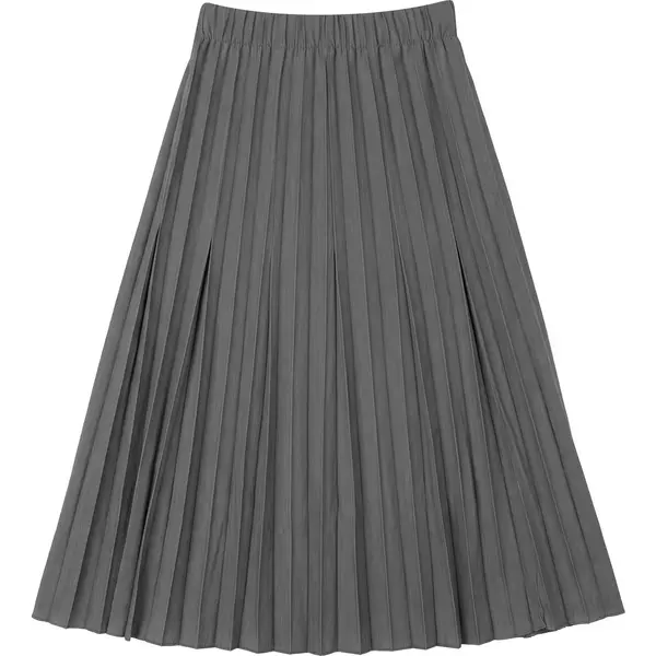 ASPECT Crinkle Pleated Elastic Waist Midi Skirt - Black