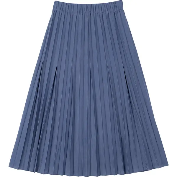 ASPECT Crinkle Pleated Elastic Waist Midi Skirt - Dark Denim
