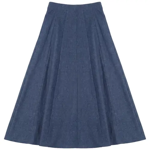 SPADES Stretch Pull-on Elastic Waist Midi Skirt - Denim