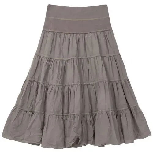 RED MYTH Tiered Midi Gauze Skirt - Stone