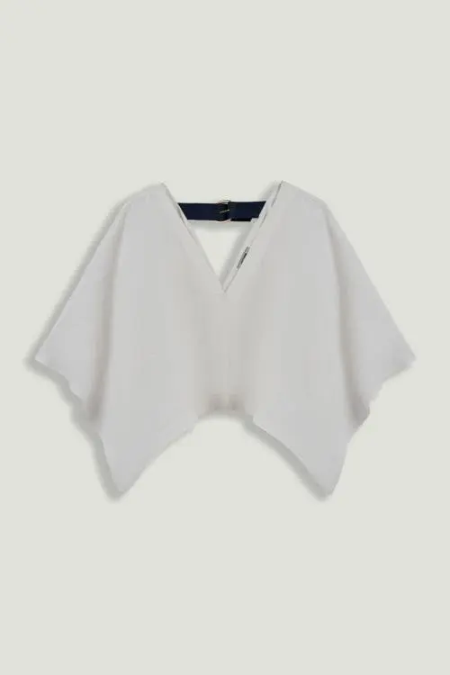 NOCTURNE Belt Detail V-neck Blouse
