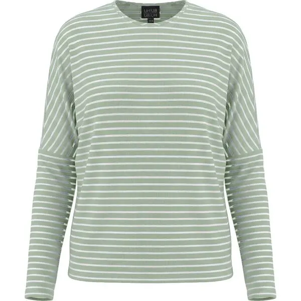 BUHU Striped Viscose-blend V-neck Drop Shoulder Top - Mint