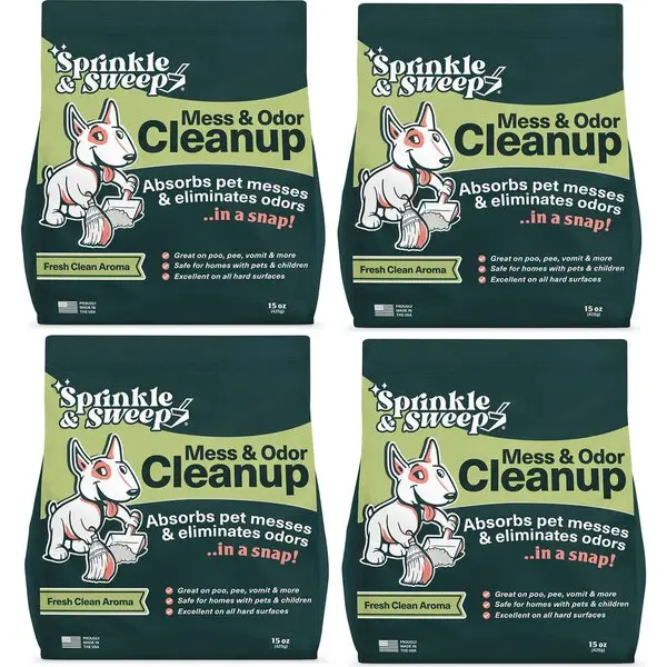 SPRINKLE & SWEEP Pet Mess And Cleanup Clumping Powder, 4 Pack - Multicolored