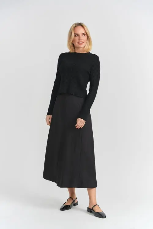 NONI DAILY Crinkle Cotton Three-panel Midi Skirt - Blue