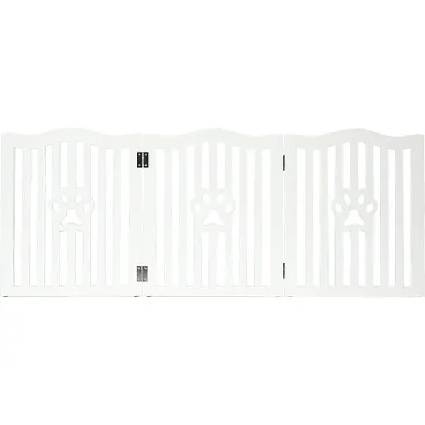 TRIMATE Wooden Free Standing Pet Gate For Small Dogs And Cats - Multicolored