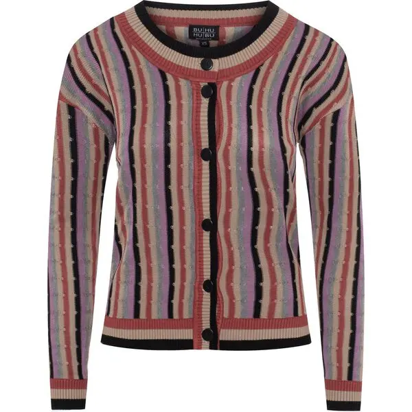 BUHU Textured Knit Striped Button Front Cropped Cardigan - Multi