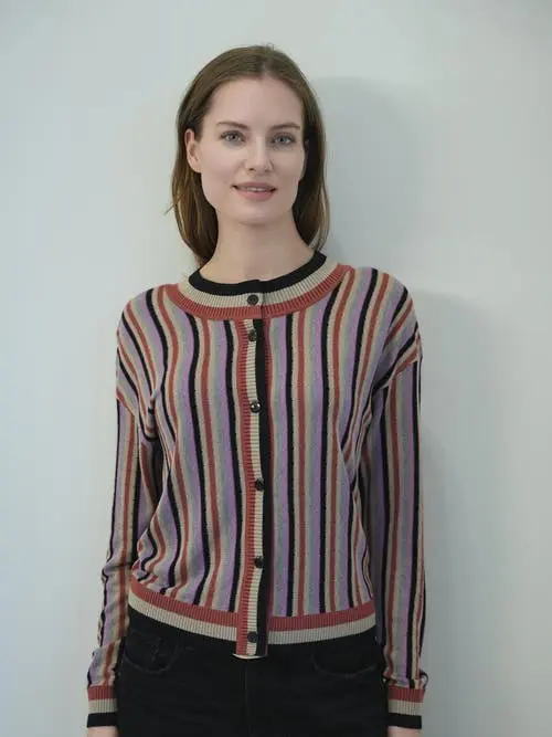 BUHU Cropped Textured Knit Striped Cardigan
