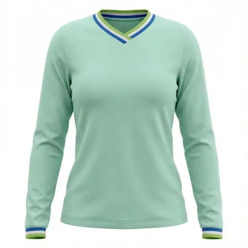 SPADES Ribbed V-neck Long Sleeve Tee - Ice