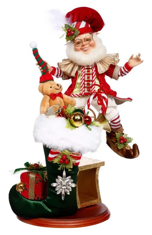 MARK ROBERTS Stocking Stuffing Elf Scene - Red