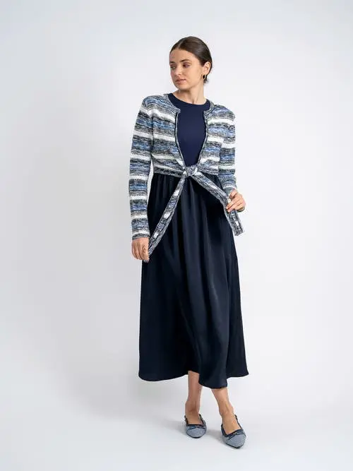 NONI Modal Satin Long Sleeve Combo Slip Dress