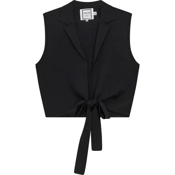 MILAN ITALY Cropped Wrap Vest - Black