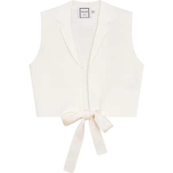 MILAN ITALY Cropped Wrap Vest - Off White