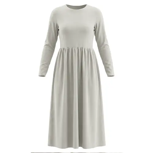 NONI Woven Long Sleeve Midi Dress - Ivory