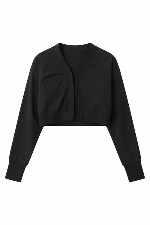 NONI Rib Knit V-neck Hook-and-eye Cardigan - Black