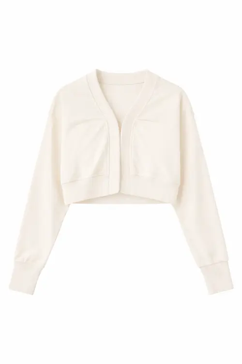 NONI Rib Knit V-neck Hook-and-eye Cardigan - Ivory