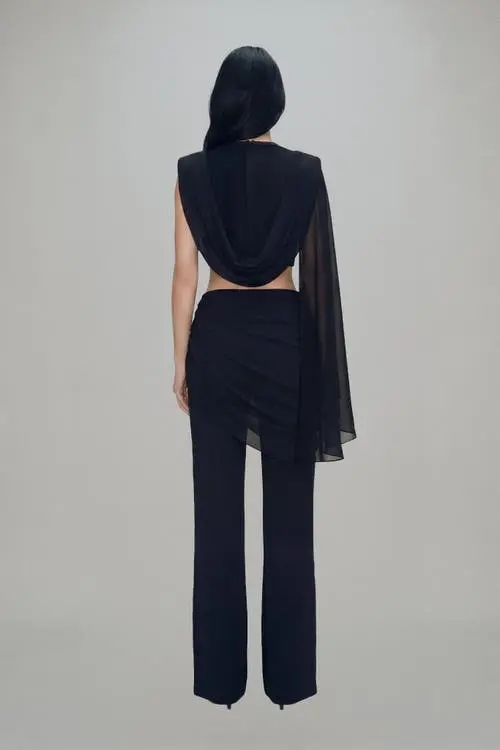 ATOIR Leonie Cropped Corset Top With Chiffon Drapery
