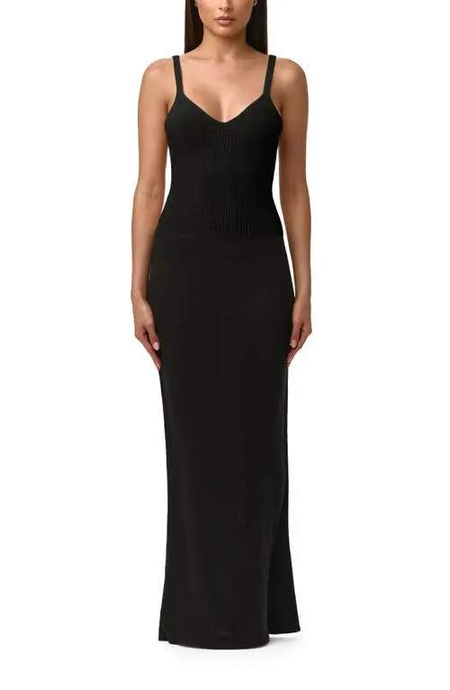 Naked Wardrobe Ribbed Knit Maxi Skirt - Black