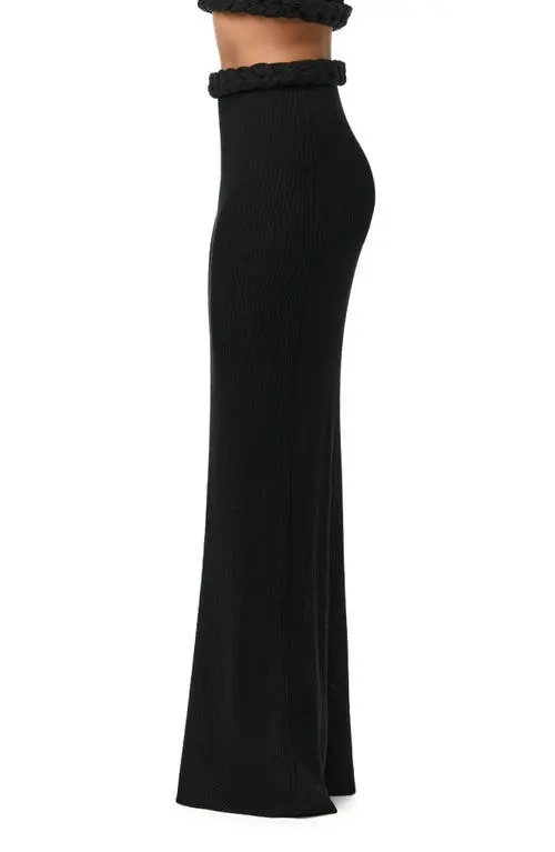 Naked Wardrobe Braided Waist Maxi Sweater Skirt - Black