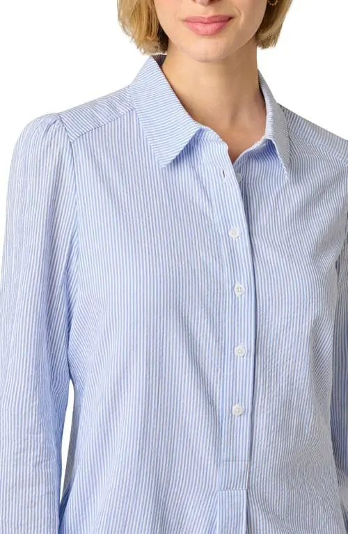 Adrianna Papell Hailey Stripe Button-up Shift Shirtdress