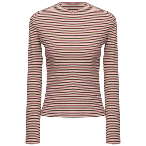 DOT Dolman V-neck Striped Long Sleeve Tee