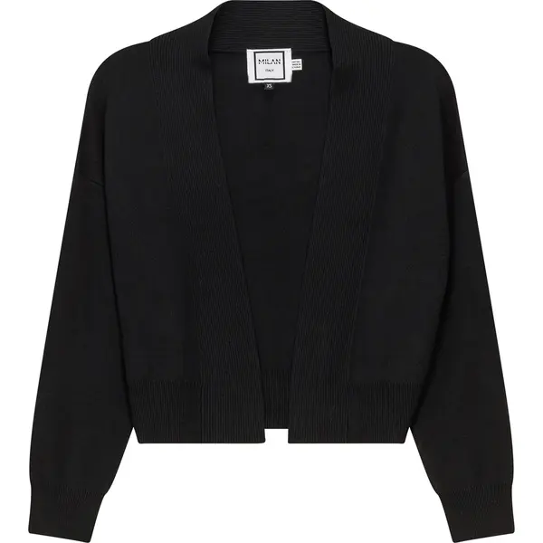 MILAN ITALY Cropped Knit Open Front Long Sleeve Cardigan