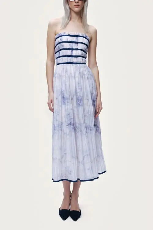 NOCTURNE Bow Detail Strapless Midi Dress
